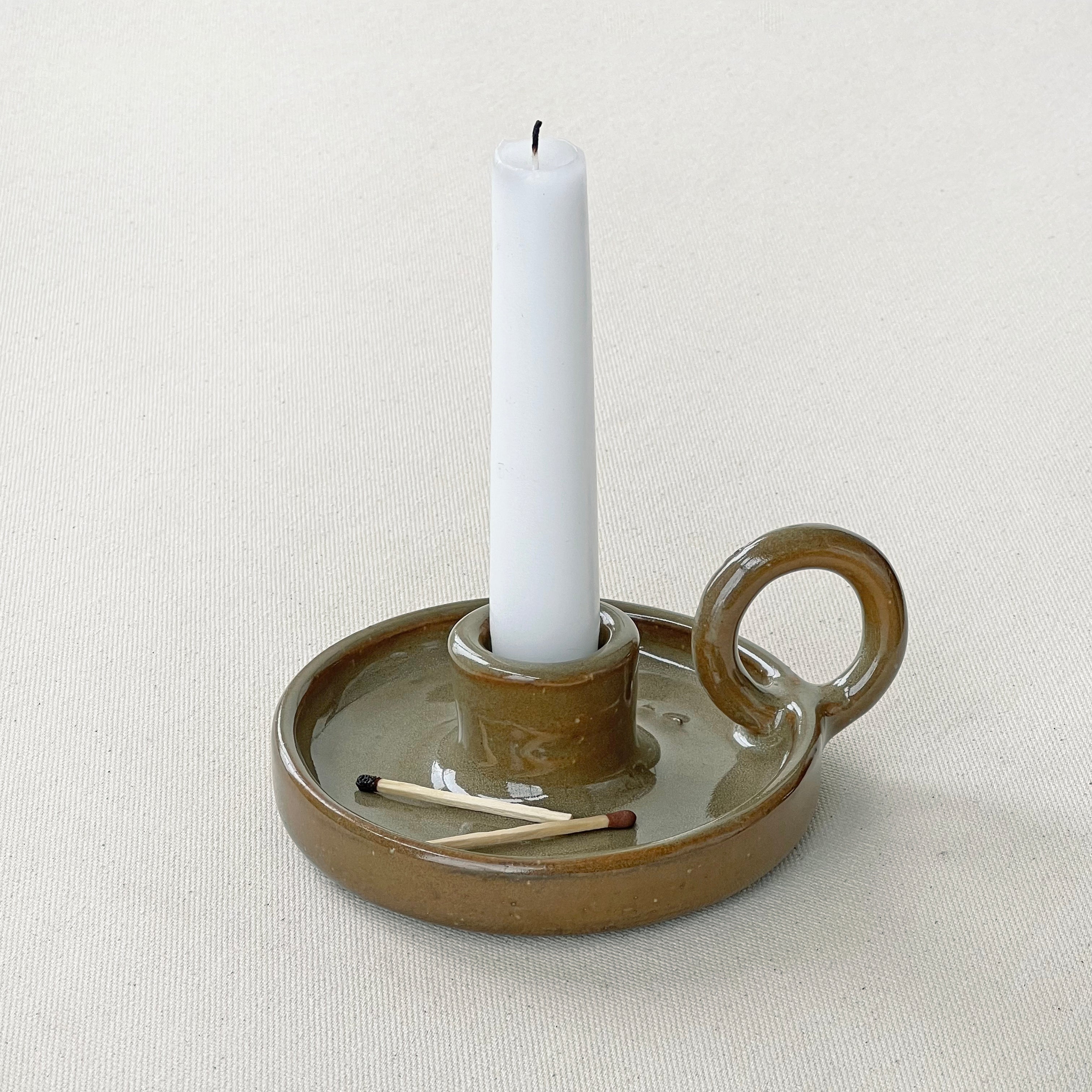 Handmade Ceramic Candle Holder – Bay Leaf | Button Curry